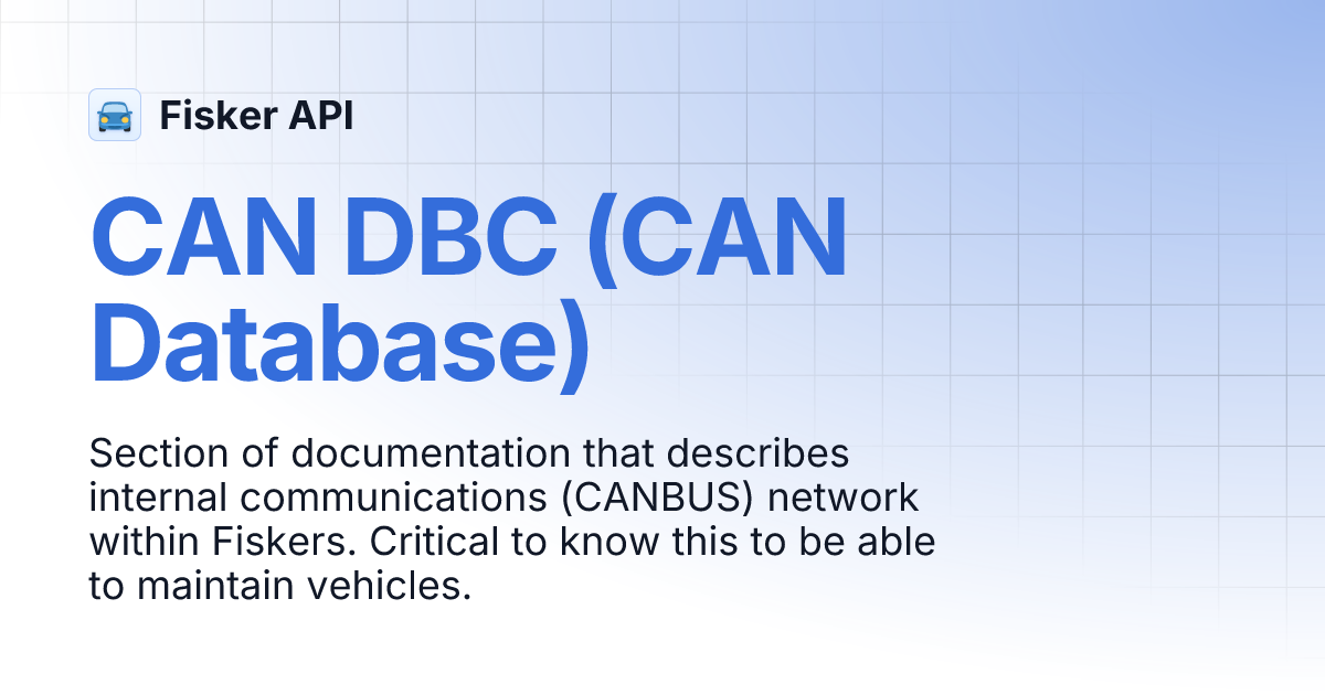 CAN DBC (CAN Database) | Fisker API